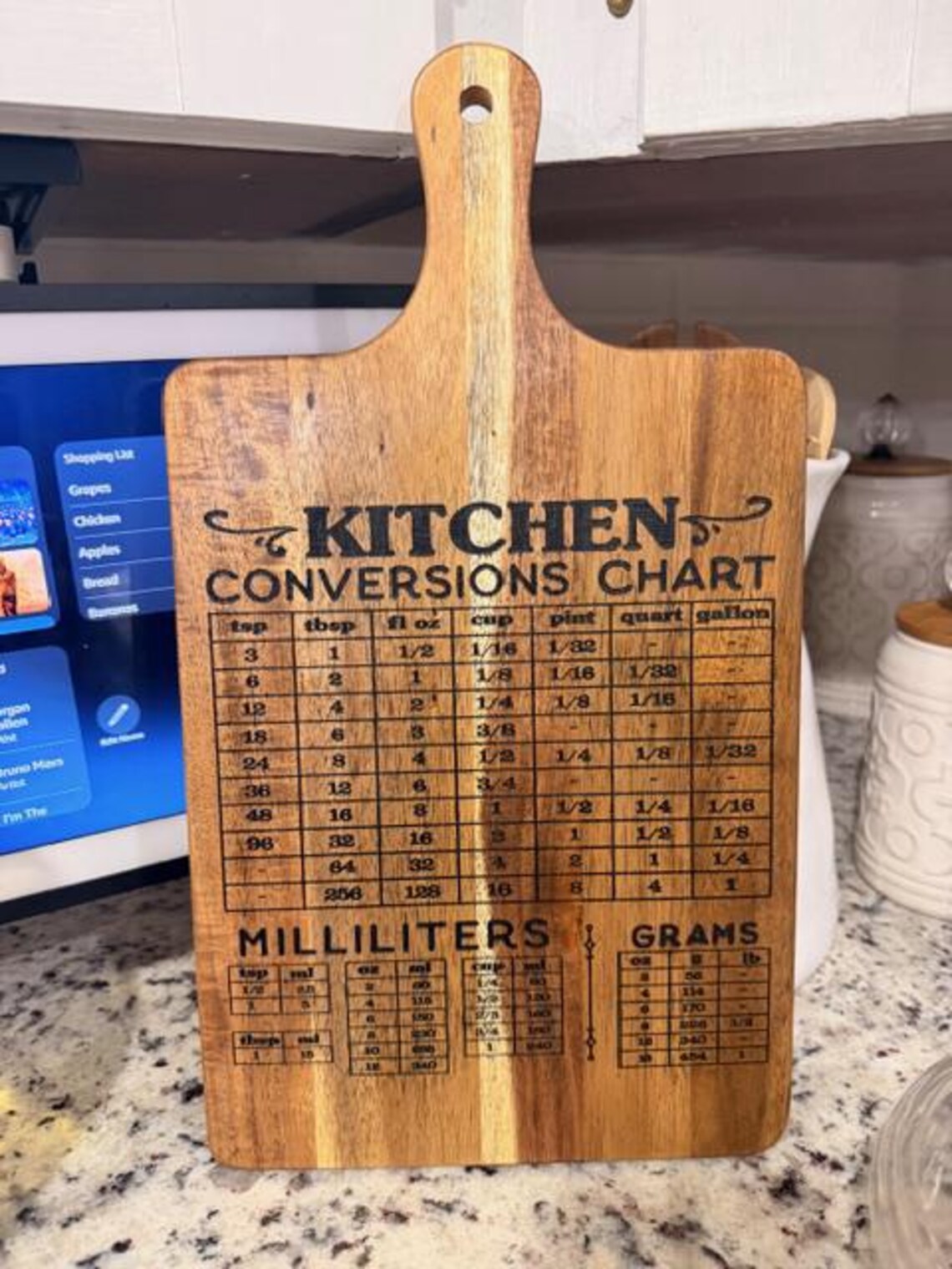 Kitchen Conversion Chart Cutting Board Decor - Etsy