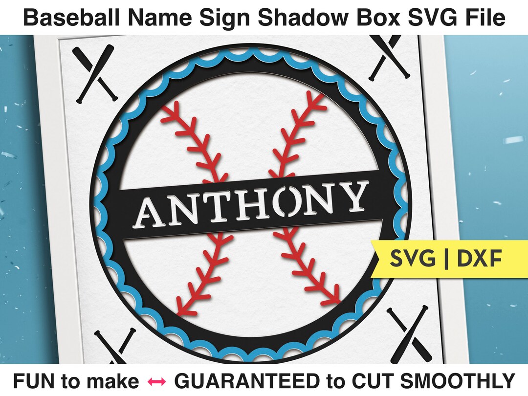 3D Baseball Shadow Box SVG File for Cricut Projects Custom Name Sign 3d ...
