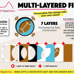 3D Football Shadow Box SVG Layered Cardstock SVG Shadow Box Template ...