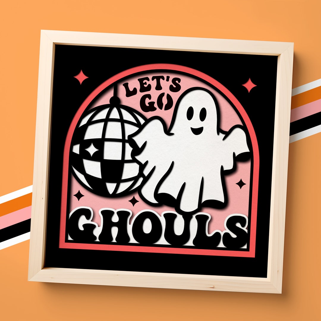 Disco Ghost Shadow Box SVG for Cricut Projects, Retro Let's Go Ghouls ...