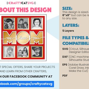 3D Love Mom Shadow Box Svg With Custom Photos, Multi Photo Frame ...