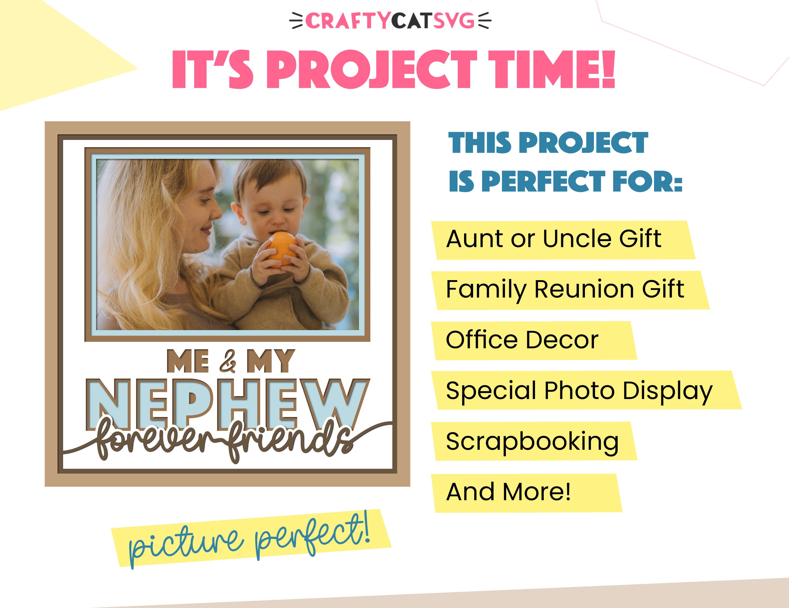 Aunt & Uncle Gift Shadow Box SVG: Personalized Nephew Photo Frame ...