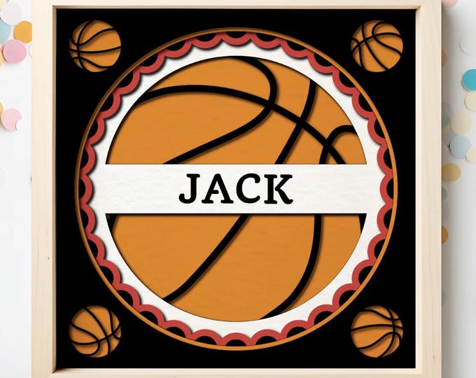 3D Basketball Shadow Box SVG: Personalized Sports Fan Decor (digital ...