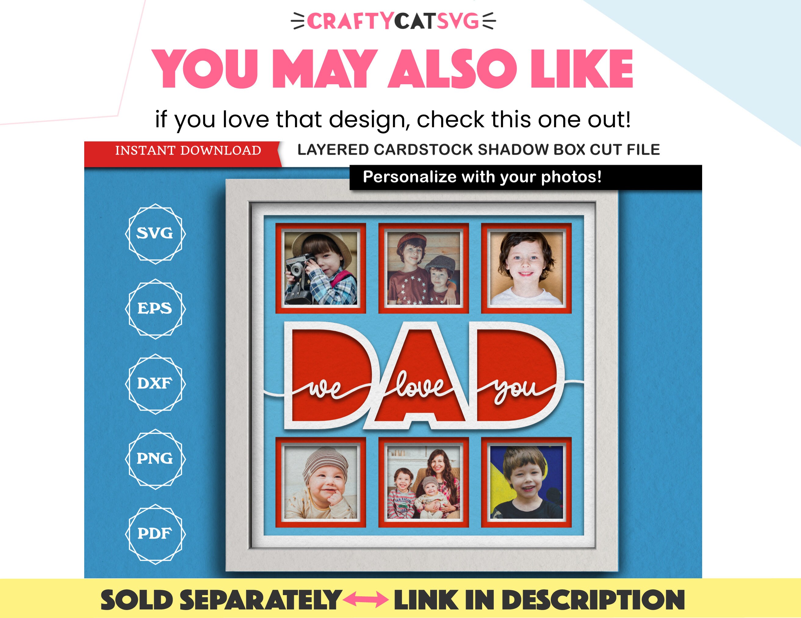 Best Dad Ever Shadow Box SVG Files for Cricut Projects, Multi Photo ...