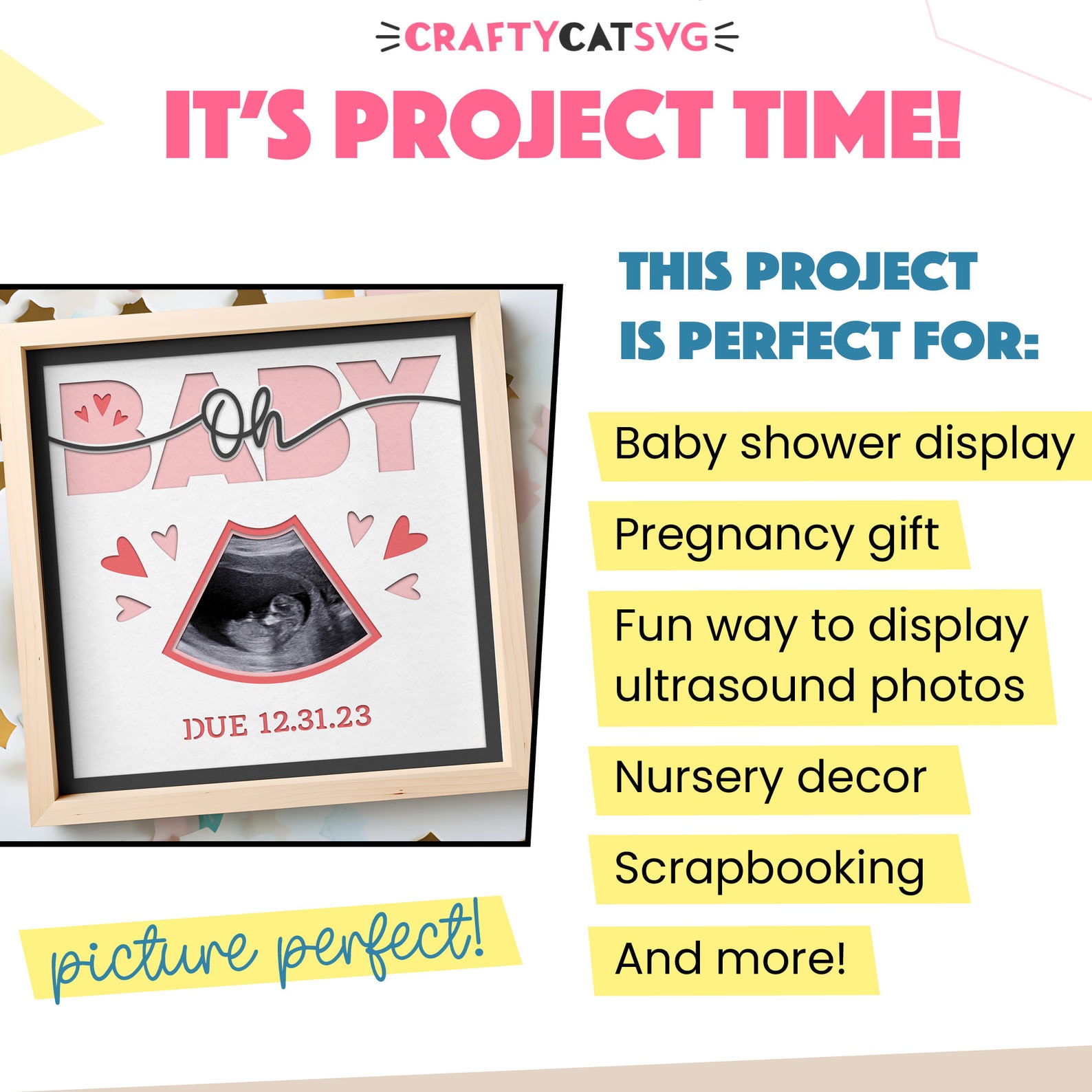 Baby Ultrasound Shadow Box SVG: Pregnancy Announcement Decor (digital ...