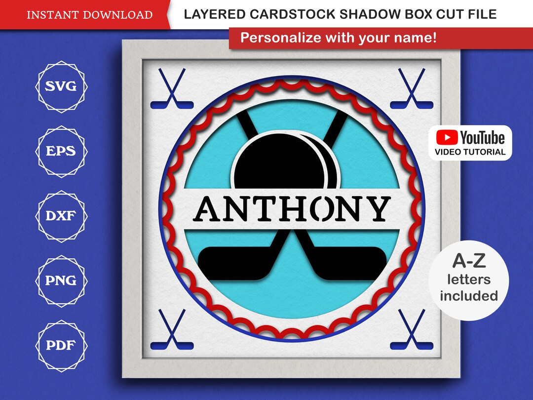 3D Hockey Shadow Box SVG for Boys and Girls Sports Custom Name - Etsy