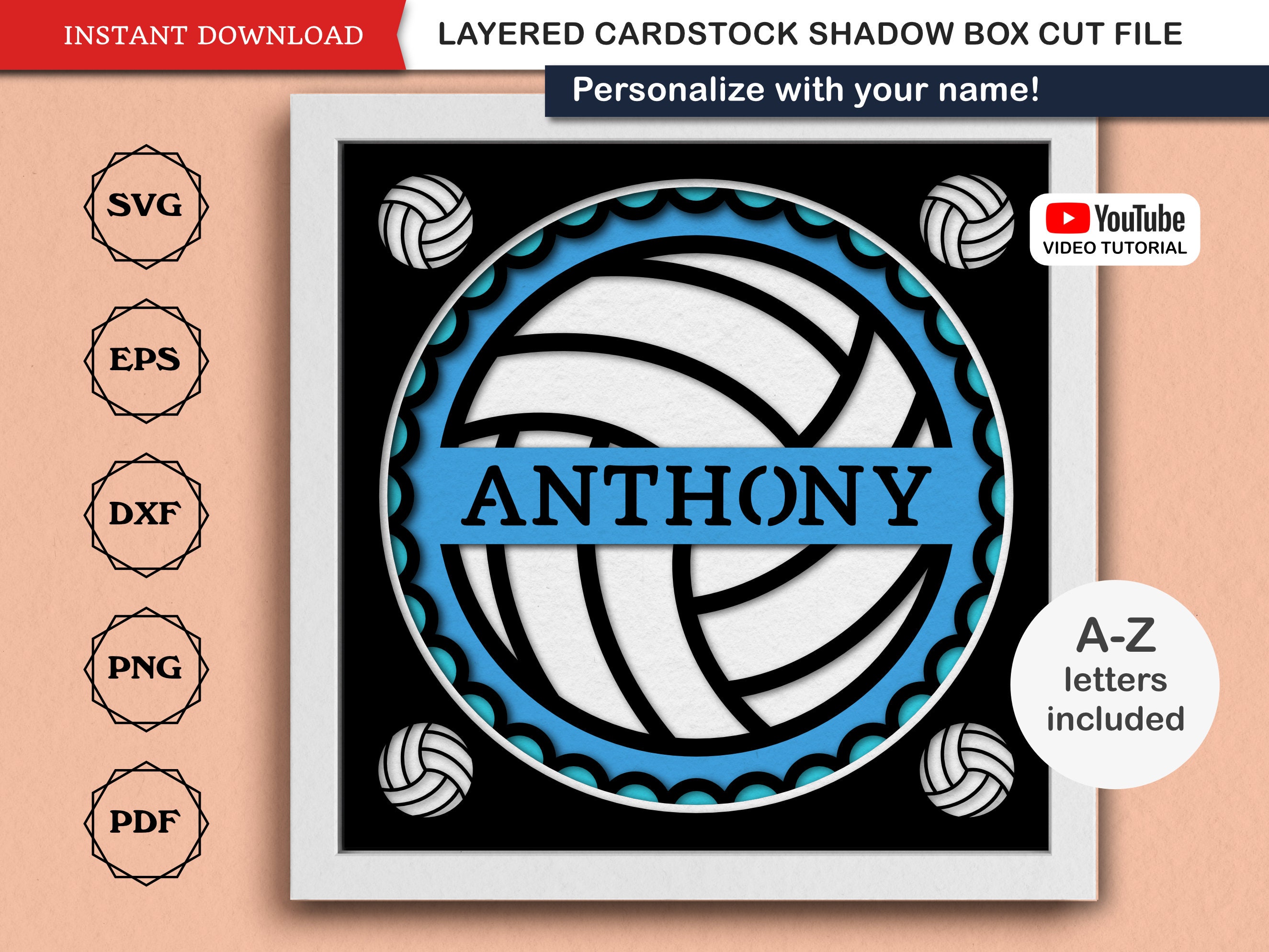 3D Volleyball Shadow Box SVG File for Cricut Projects Custom - Etsy Canada