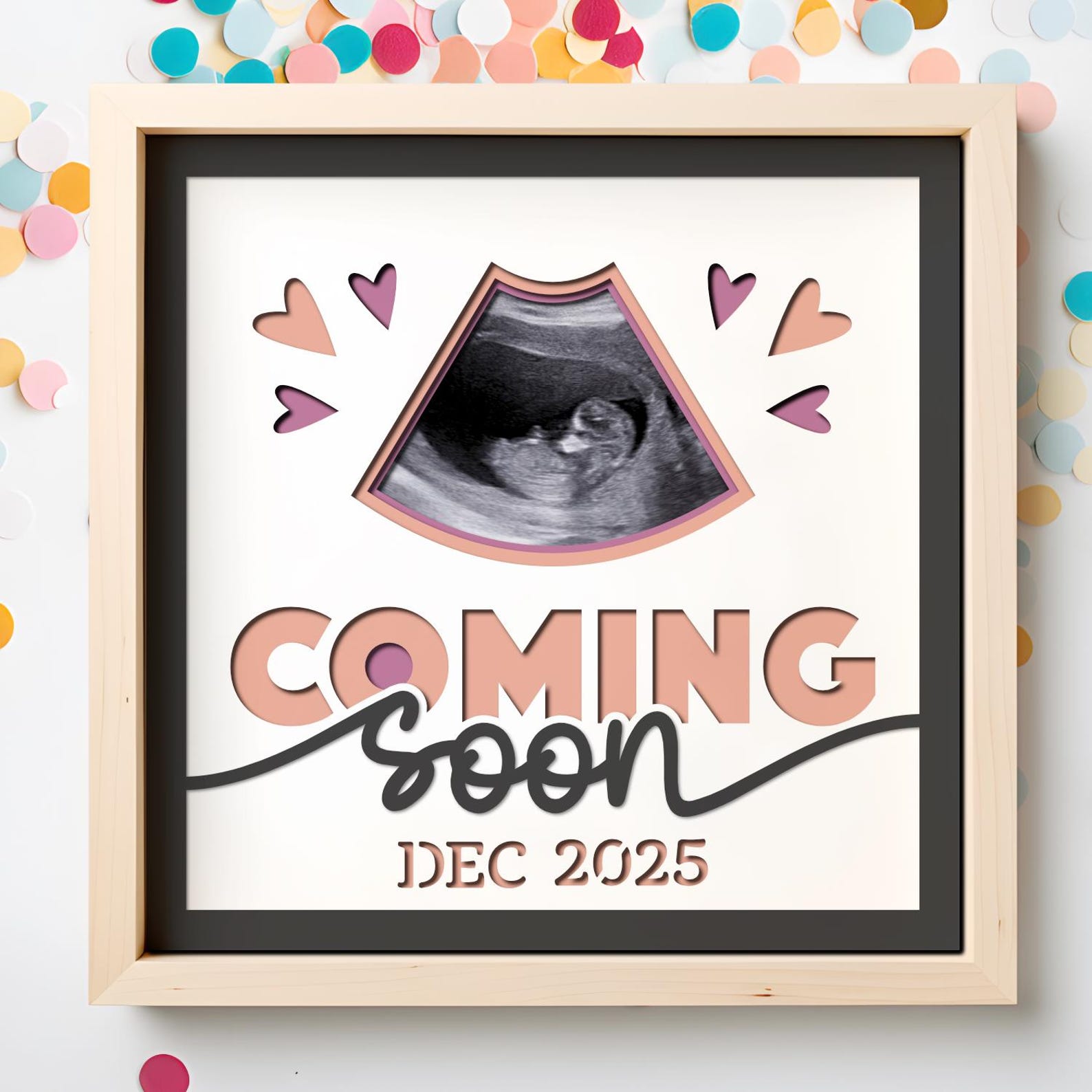 Ultrasound Shadow Box SVG File: Pregnancy Announcement Keepsake ...