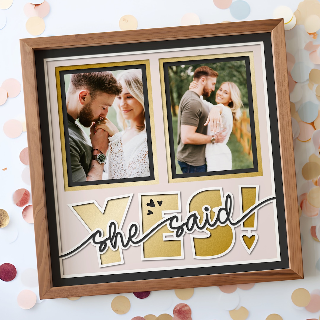 Engagement Shadow Box SVG Files for Cricut Projects, Photo Frame SVG ...