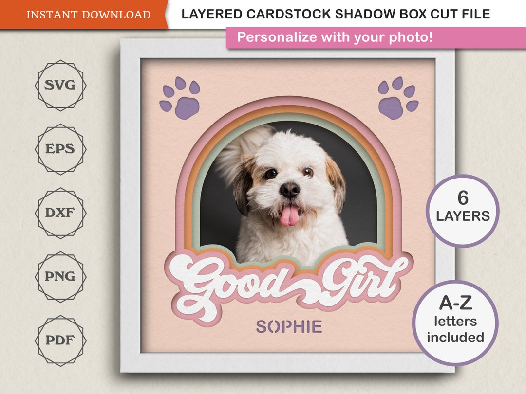 Retro Dog Photo Frame SVG 3D Shadow Box SVG Dog Remembrance Gift for ...