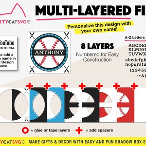 3D Baseball Shadow Box SVG File for Cricut Projects Custom Name Sign 3d ...