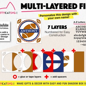 3D Football Shadow Box SVG Layered Paper SVG Shadow Box Template Files ...