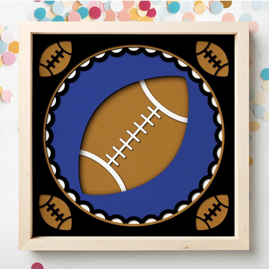 3D Football Shadow Box SVG: Layered Paper Cut File, Custom Name Sign - Etsy