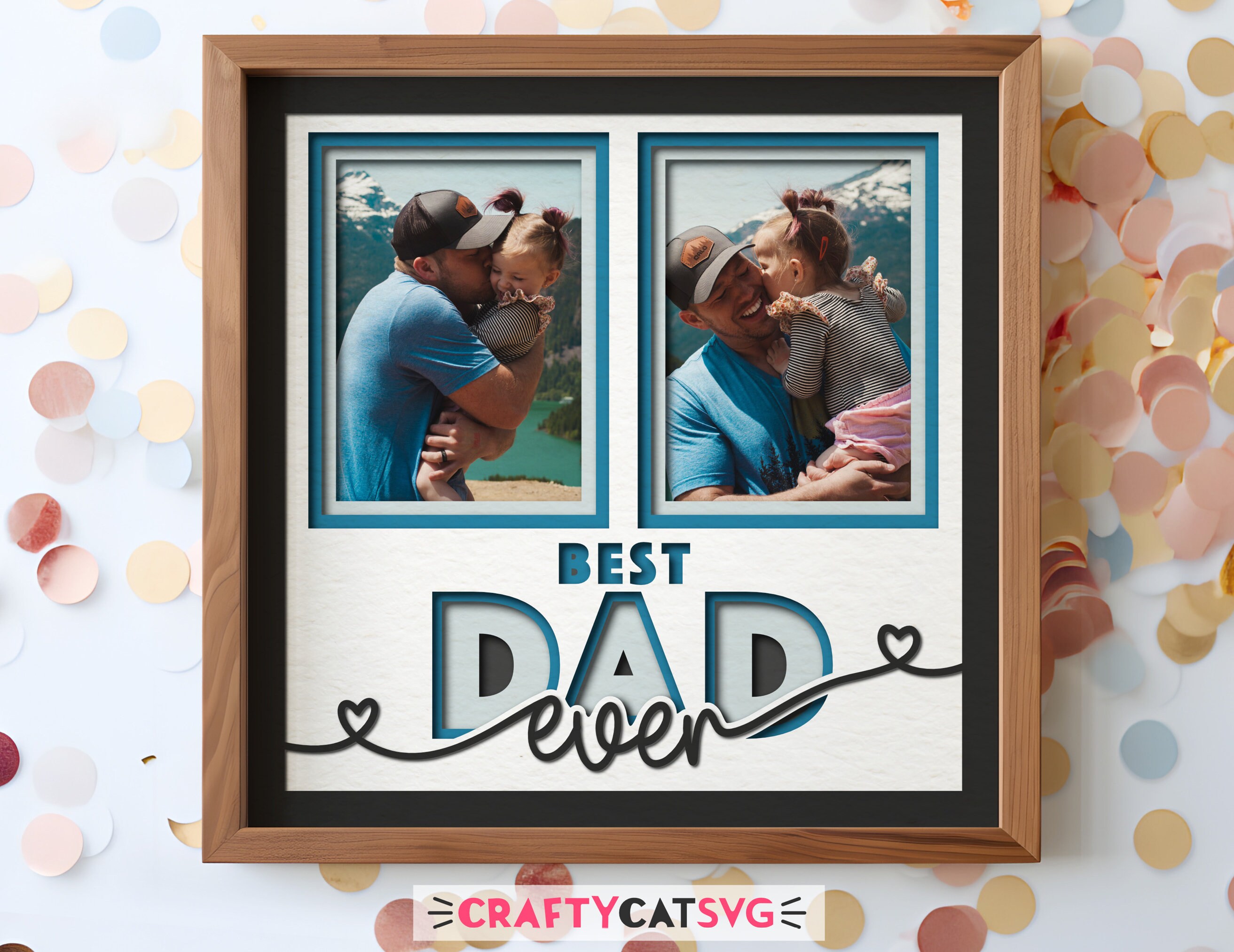 Best Dad Ever Shadow Box SVG Files for Cricut Projects, Multi Photo ...