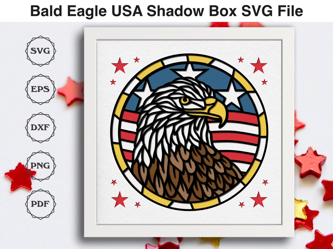Bald Eagle USA Shadow Box SVG File for Cricut Projects - Etsy Denmark