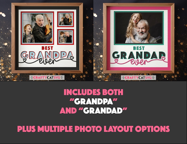 3D Best Grandpa Ever Shadow Box Svg With Photos, Father's Day Shadow ...