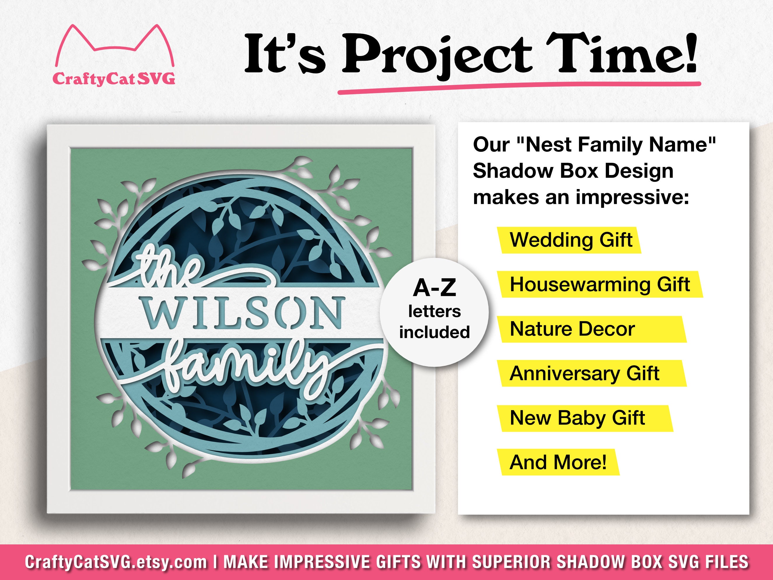 Family Name Shadow Box SVG Files for Cricut Projects Nature - Etsy UK