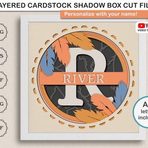 3D Split Monogram Shadow Box SVG Boho Name Sign 3d Letters Initial SVG Boho Decor Family Name ...