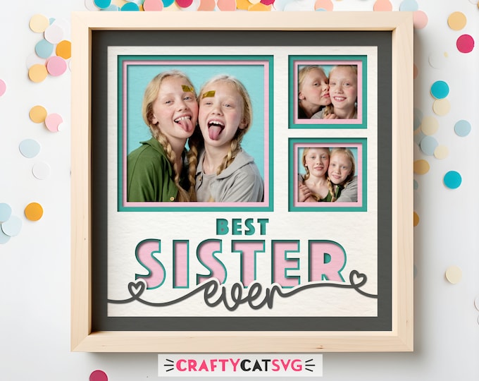 Sister Shadow Box SVG: Multi Photo Frame, Cricut Template (digital ...