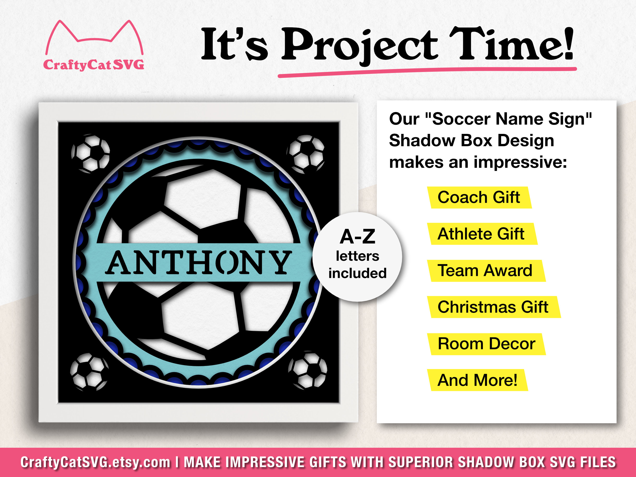 3D Soccer Shadow Box SVG for Boys and Girls Football Custom - Etsy ...