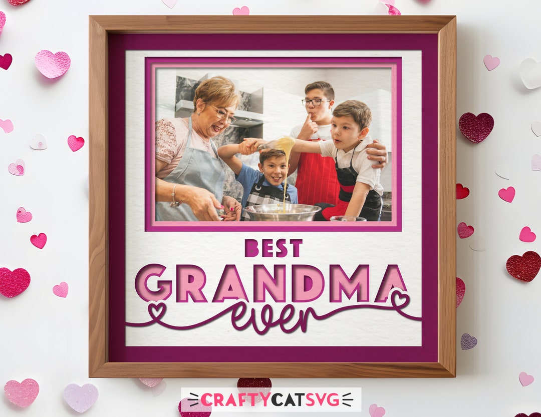 3D Best Grandma Ever Shadow Box Svg With Photos, Mothers Day Shadow Box ...