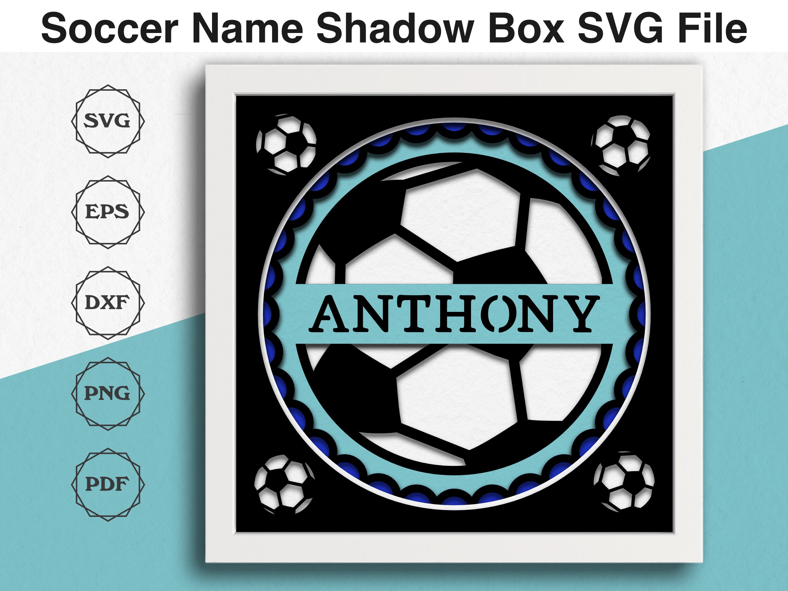 3D Soccer Shadow Box SVG for Boys and Girls Football Custom - Etsy ...