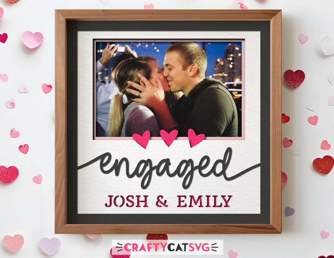 Engagement Shadow Box SVG Files for Cricut Projects, Photo Frame SVG ...