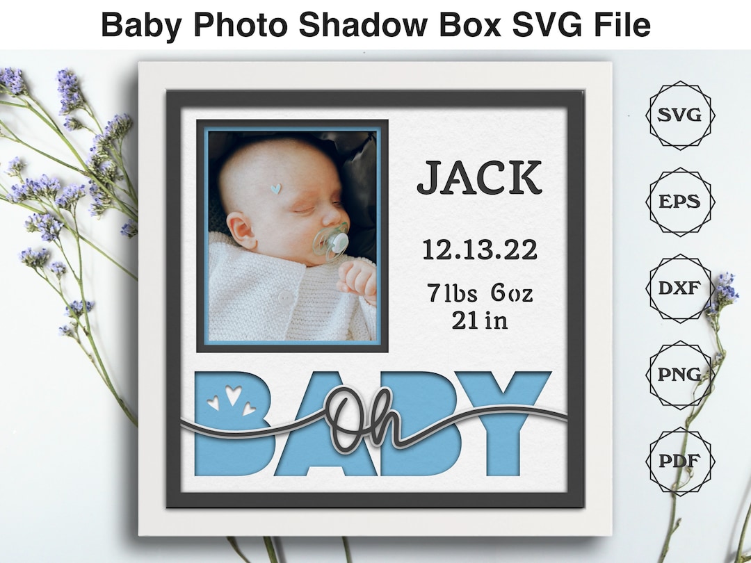 Baby Shadow Box SVG File for Cricut Projects or Scrapbooking, Birth ...