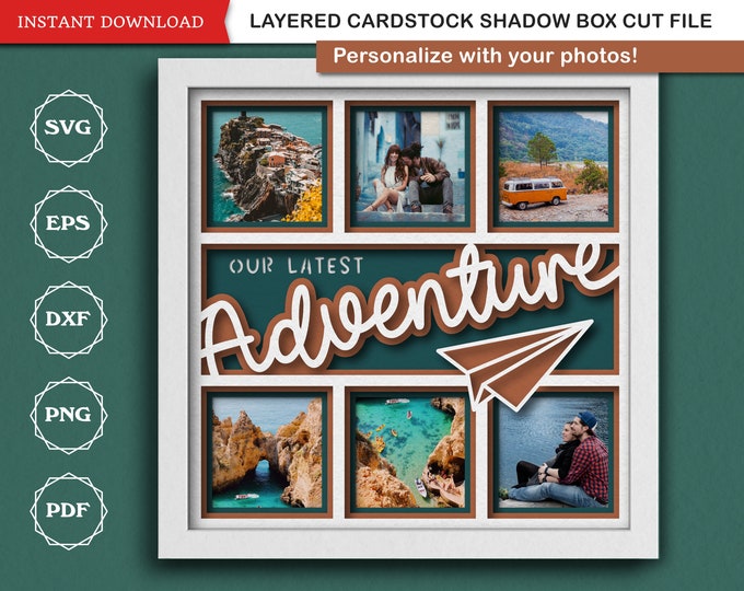 Travel Shadow Box SVG: Layered Cardstock Picture Frame (digital ...