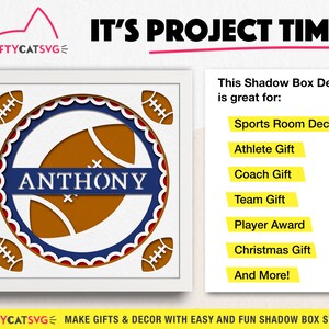 3D Football Shadow Box SVG: Layered Paper Cut File, Custom Name Sign - Etsy