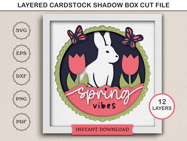 Spring Shadow Box SVG Welcome Sign Door Hanger 3D Layered - Etsy
