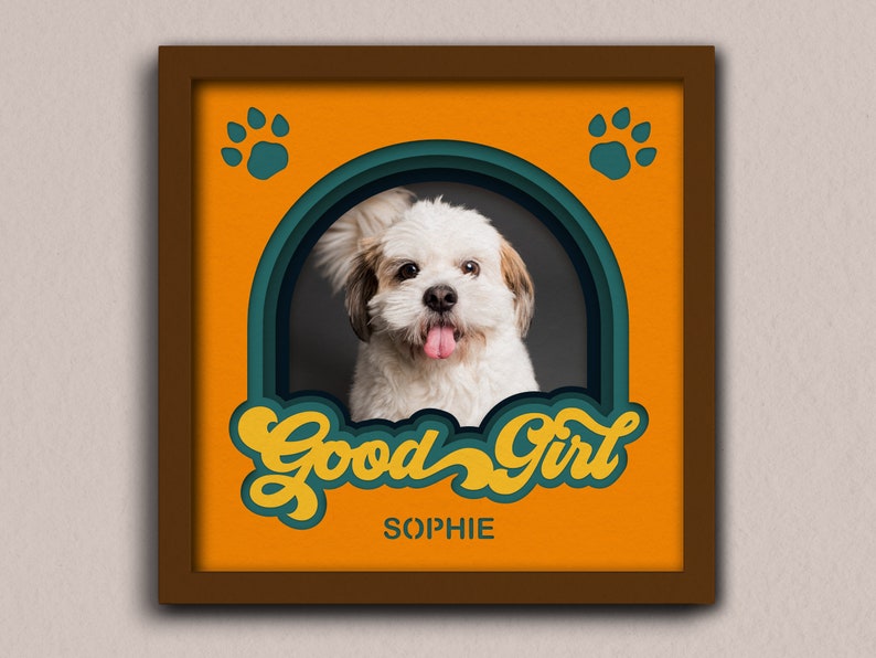 Retro Dog Photo Frame SVG 3D Shadow Box SVG Dog Remembrance - Etsy