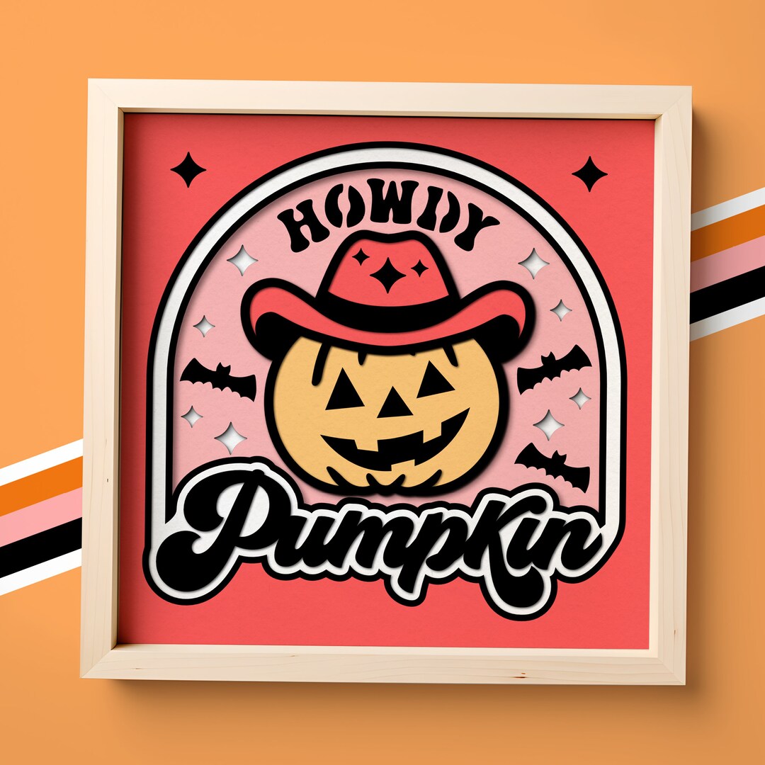 Howdy Pumpkin Shadow Box SVG File for Cricut Projects, Spooky Season ...