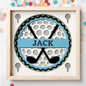 3D Golf Shadow Box SVG: Custom Name Sign, Sports Room Decor (digital ...