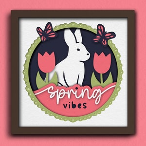 Spring Shadow Box SVG Welcome Sign Door Hanger 3D Layered Paper Art ...