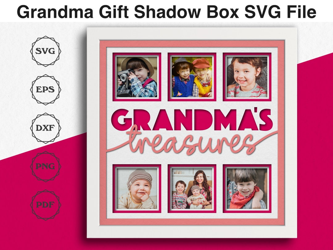 3D Grandma's Treasures Shadow Box Svg With Photos Multi Photo Frame ...