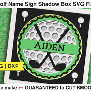 3D Golf Shadow Box SVG File for Cricut Projects Custom Name Sign 3d ...
