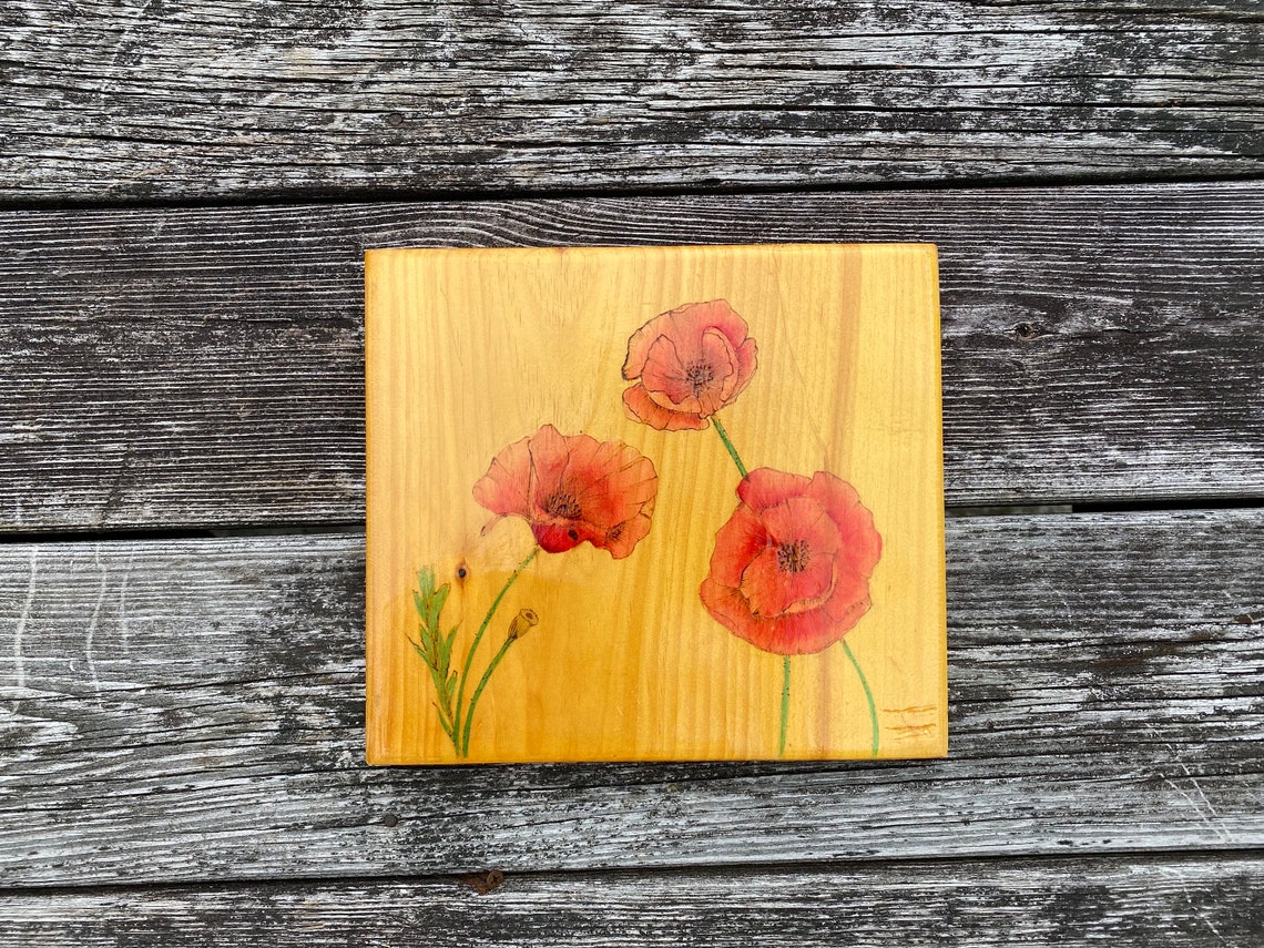 Wood Burned Poppy Signs - Etsy
