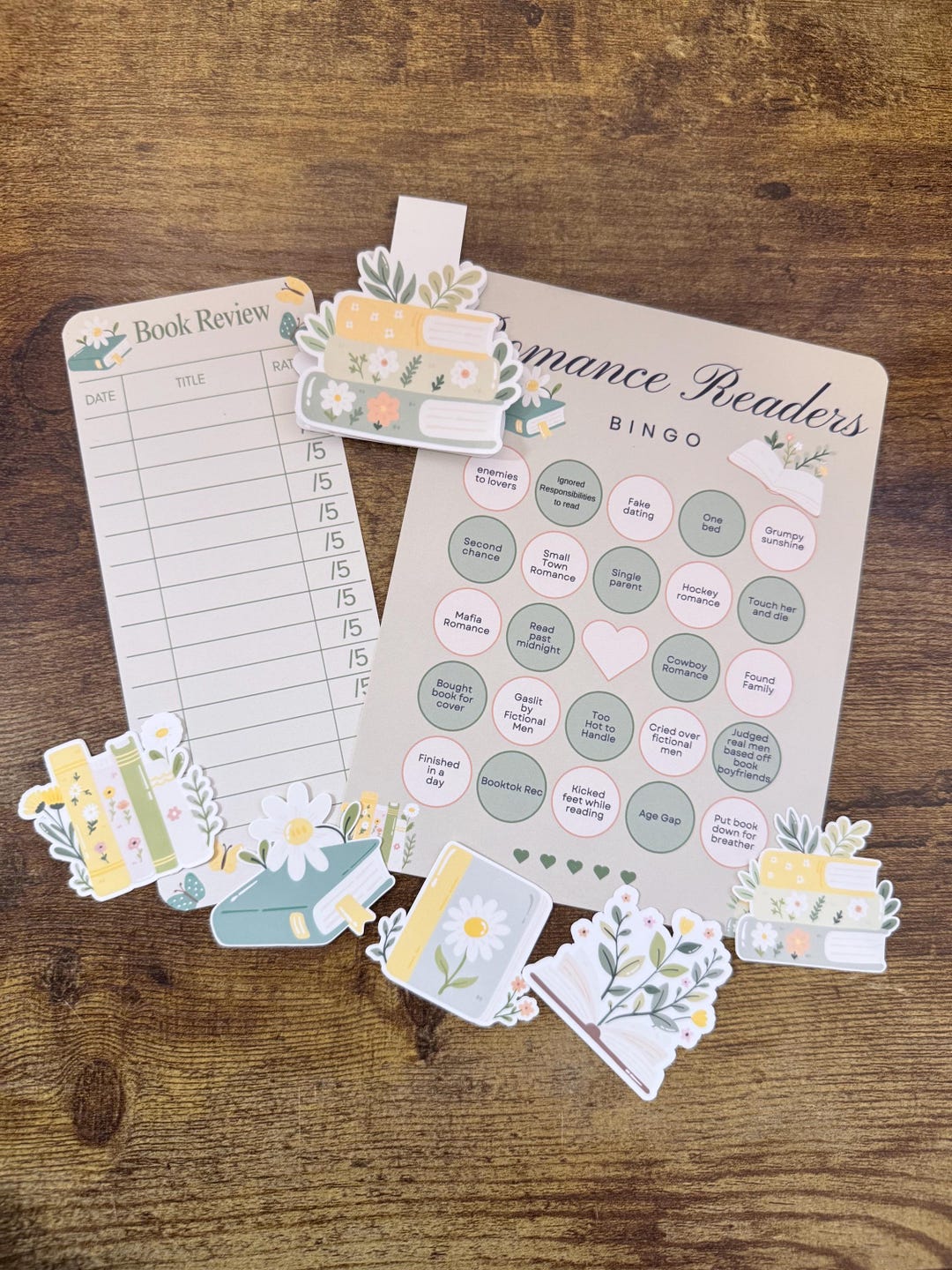 Spring Romance Readers Bingo Collection | Floral Kindle Stickers | Book ...