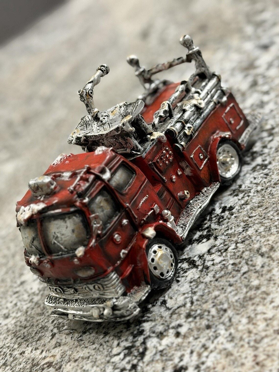 Vintage-style Resin Fire Truck Figurine – Decorative Firefighter Décor ...