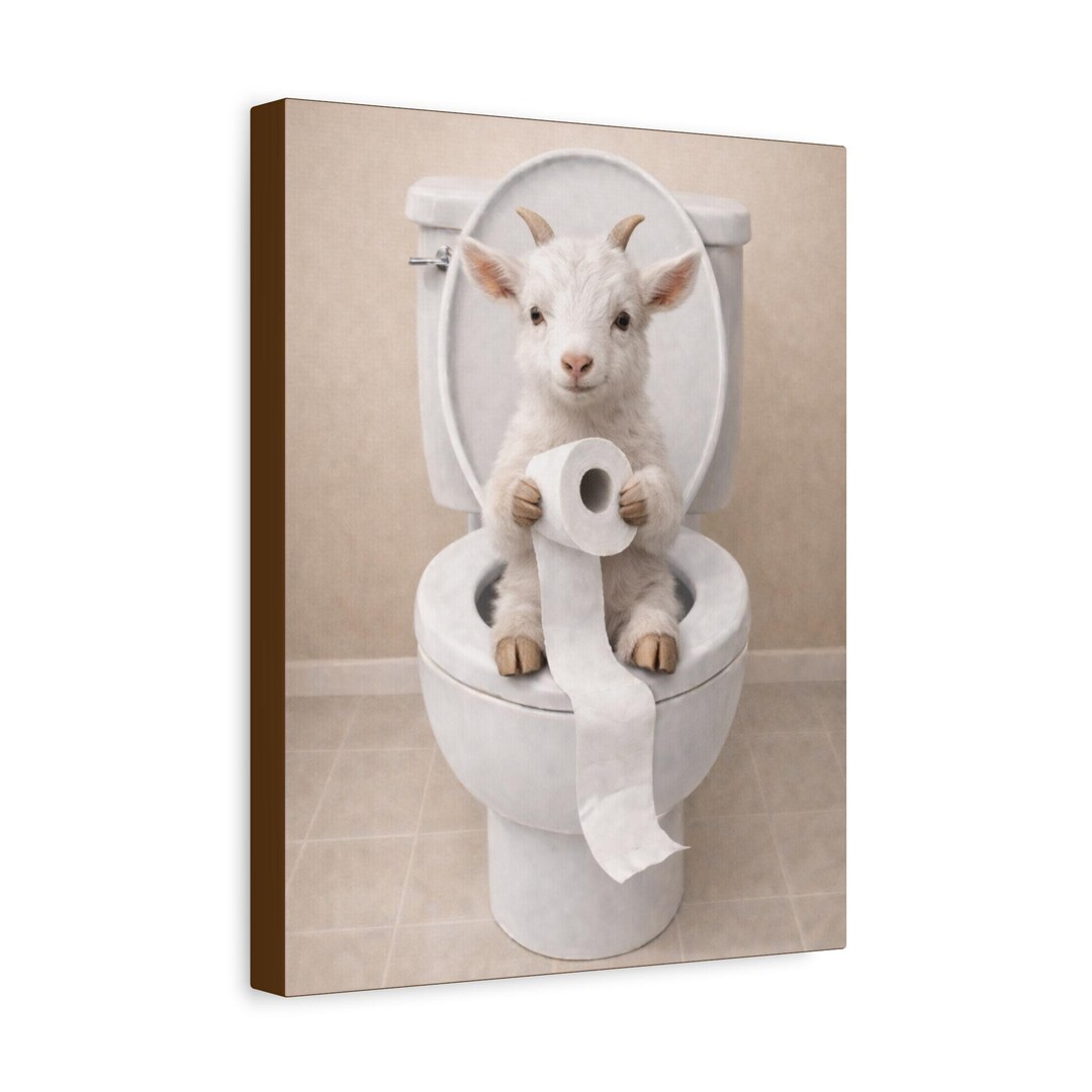 Goat on Toilet Canvas for Bathroom Decor - Etsy