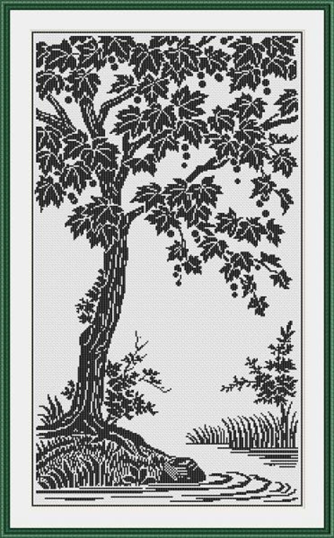 Tree Monochrome Cross Stitch Pattern Large Tree Counted Cross Stitch ...
