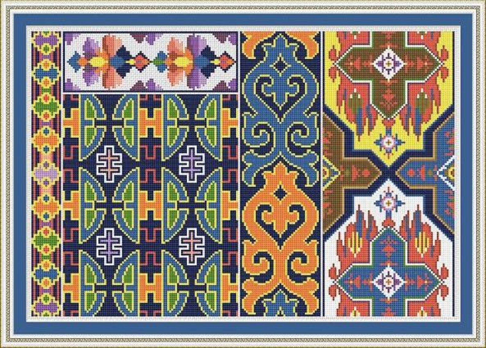 Antique Sampler 4 Repeating Borders Decorative Motifs Floral Textile ...