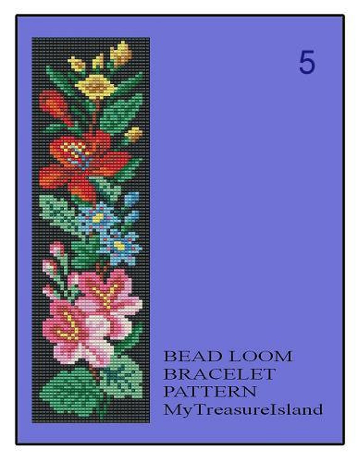 Bead Loom Floral Border 3, 4, 5 Multi-color Bracelet Patterns PDF - Etsy