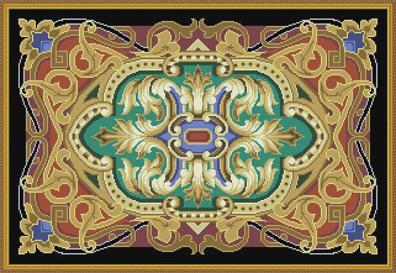 Large Antique Rug Rectangular Shape Motif 1 Berlin Woolwork Adaptation ...