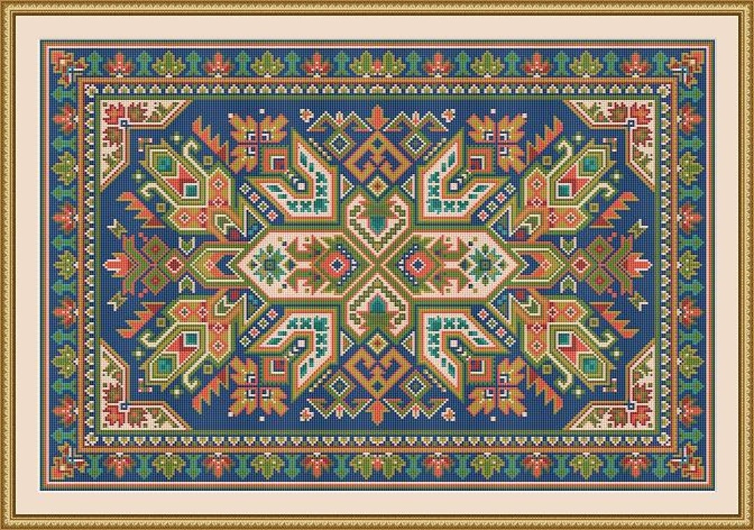 Large Antique Rug Rectangular Shape Motif 2 Counted Cross Stitch ...