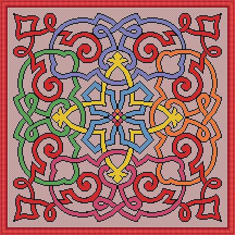 Antique Rug Celtic Square Design Large Rug Adaptation Counted - Etsy