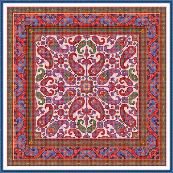 Antique Rug Square Rug Design 2 Large Rug Adaptation Counted - Etsy Israel