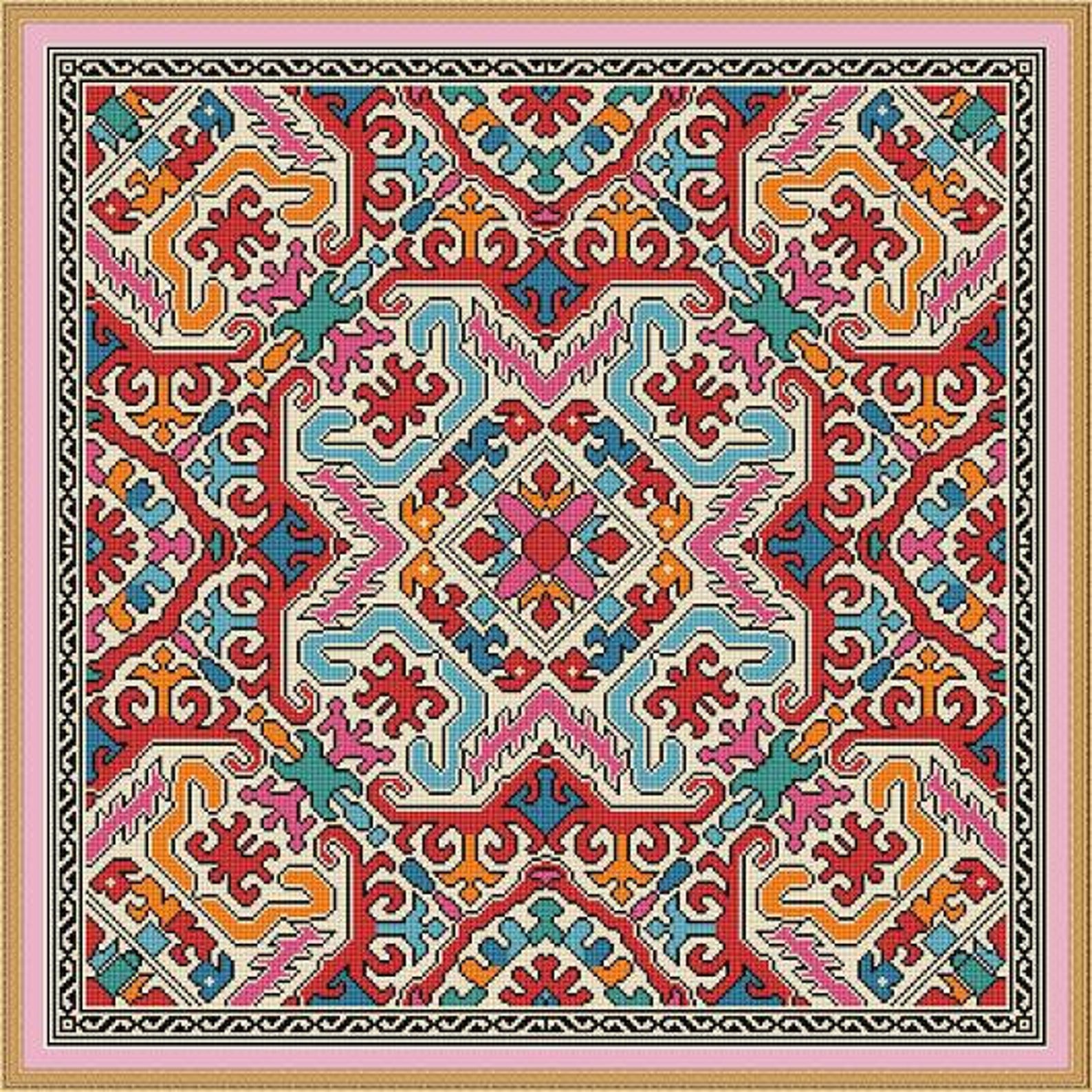 Antique Rug Square Design 3 Large Rug Adaptation Counted Cross - Etsy ...