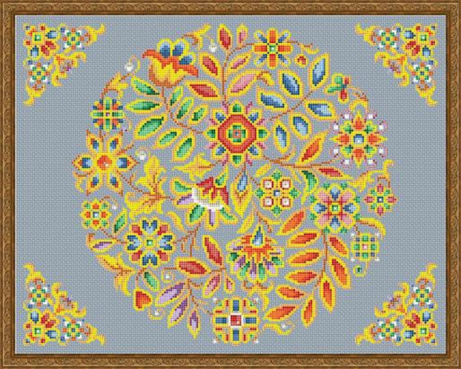 Antique Round Tapestry Folk Art Floral Décor Multicolored - Etsy